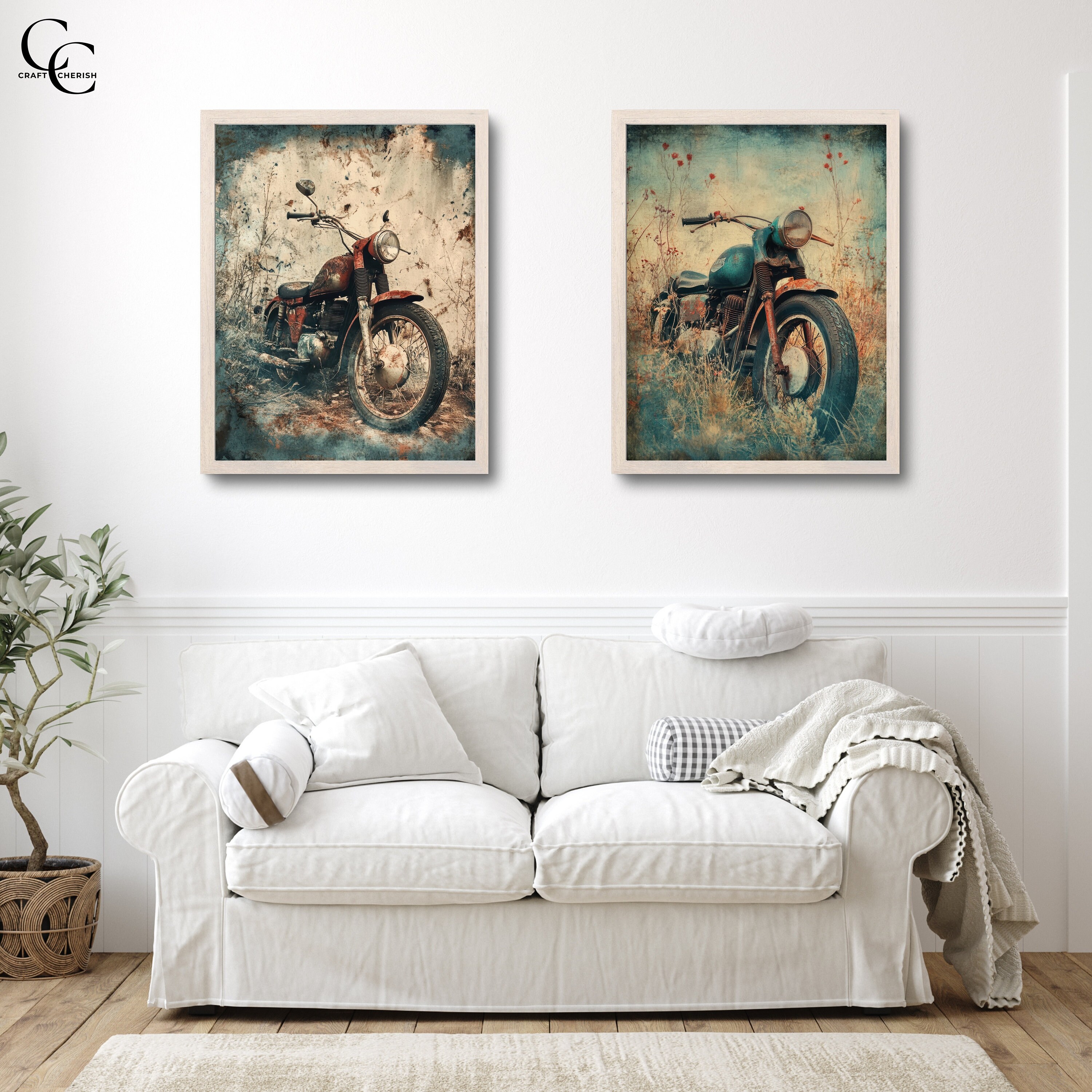 Abandoned Motorcycle Images: Vintage Scrapbook Paper (digital Download ...