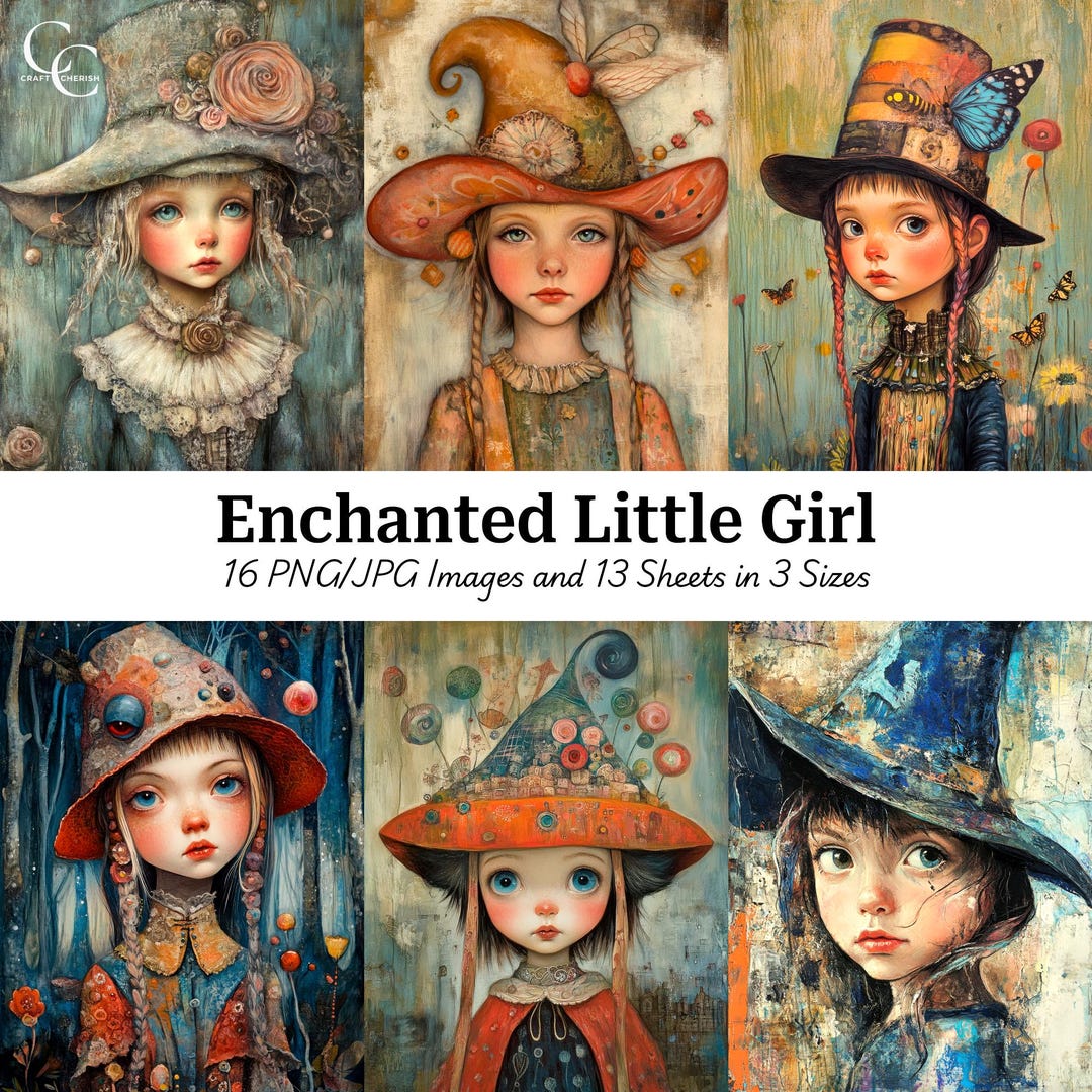 16 Enchanted Girl Printable Images, Woodland Fairy, Whimsical Girl ...