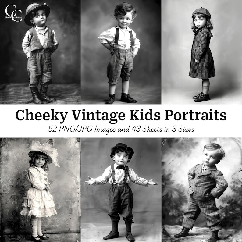 Cheeky Vintage Kids Portrait: Nostalgic Children Images for Junk ...