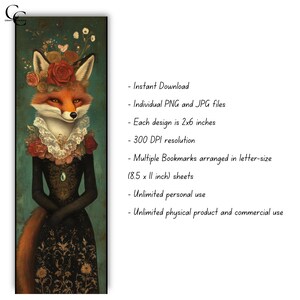 15 Fox Woman Printable Bookmarks Images, Surreal Woman, Fox Lady, Paper ...