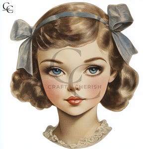 36 Victorian Paper Doll Head Art, Paper Doll Clipart, Vintage Ephemera ...