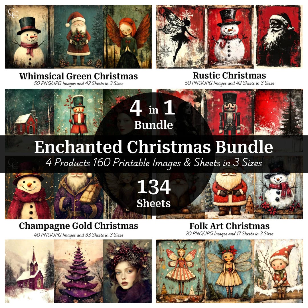 Enchanting Christmas Digital Art Bundle: Surreal Winter Images for Junk ...