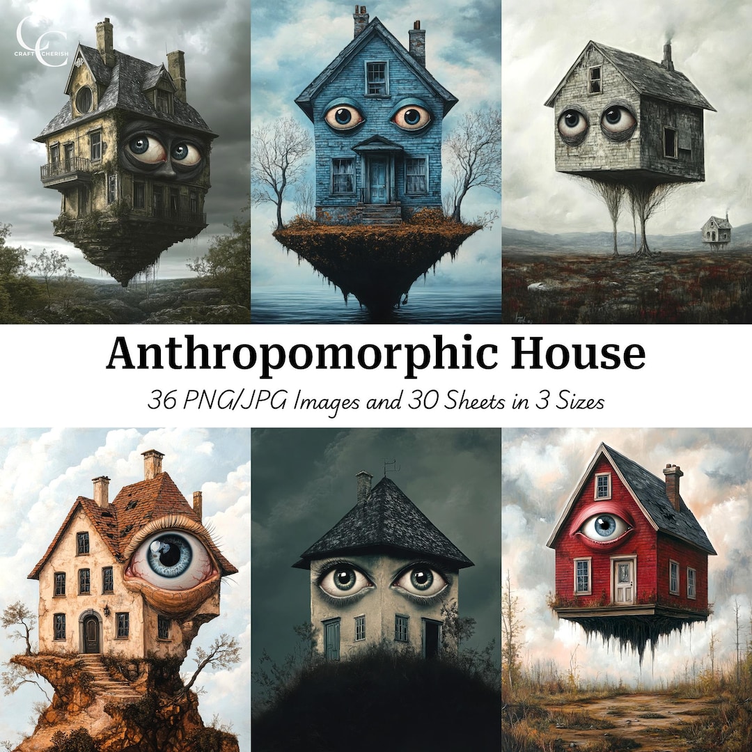 36 Whimsical Anthropomorphic House Illustration, Whimsical Dwelling ...