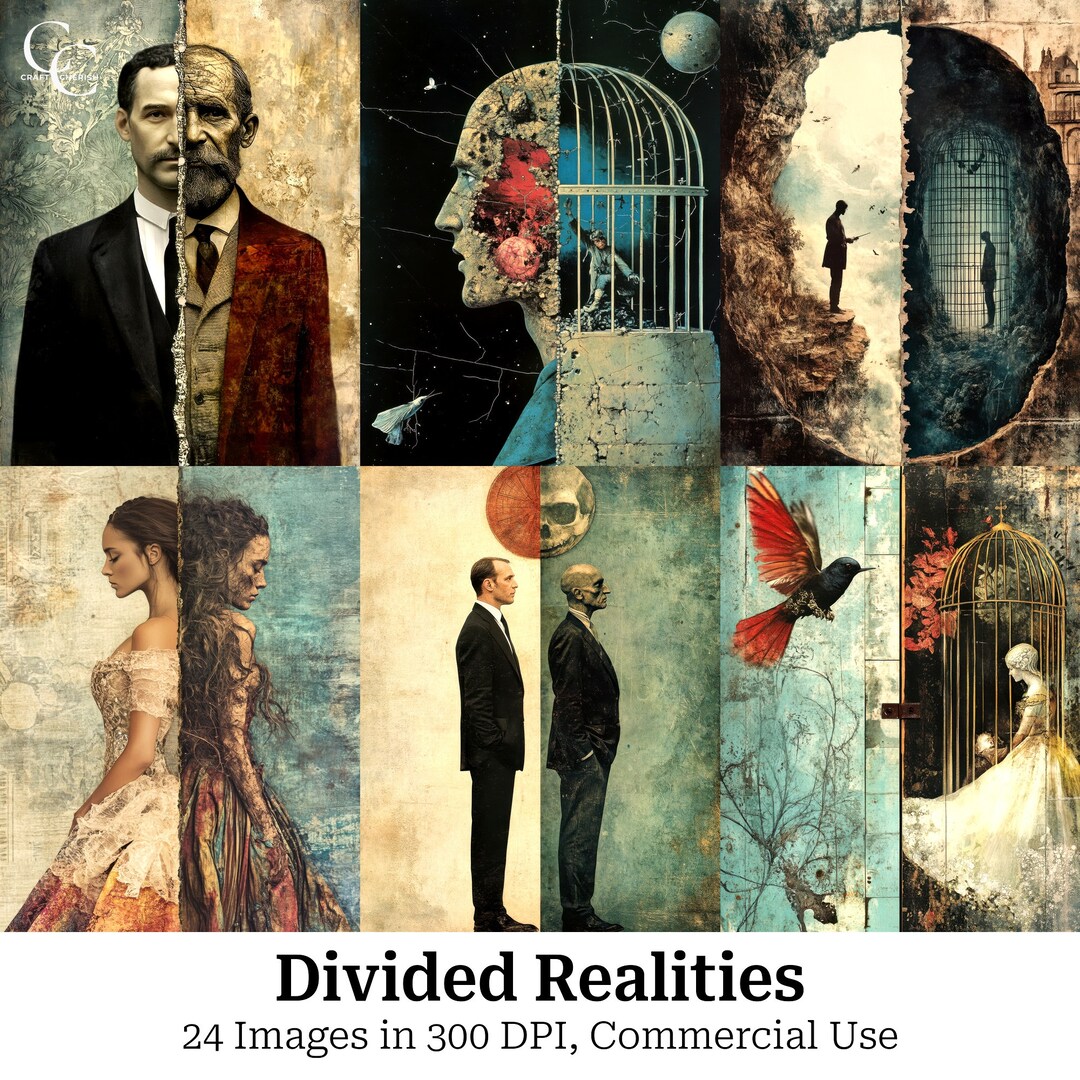 24 Divided Realities Printable Images, Whimsical People, Paper Craft ...