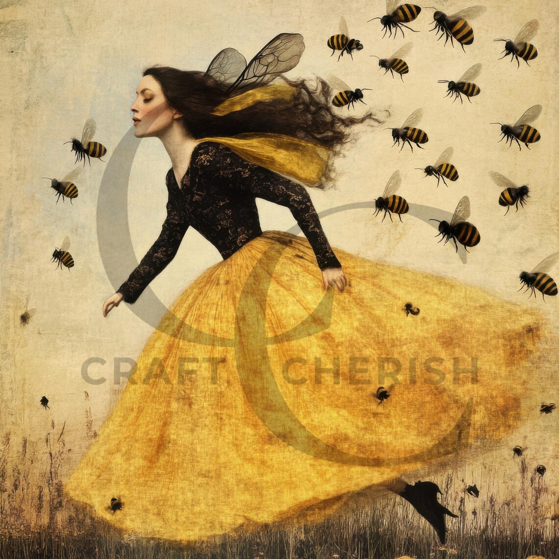 Bee Woman Digital Art: Surreal Ladies Images for Junk Journals (digital ...