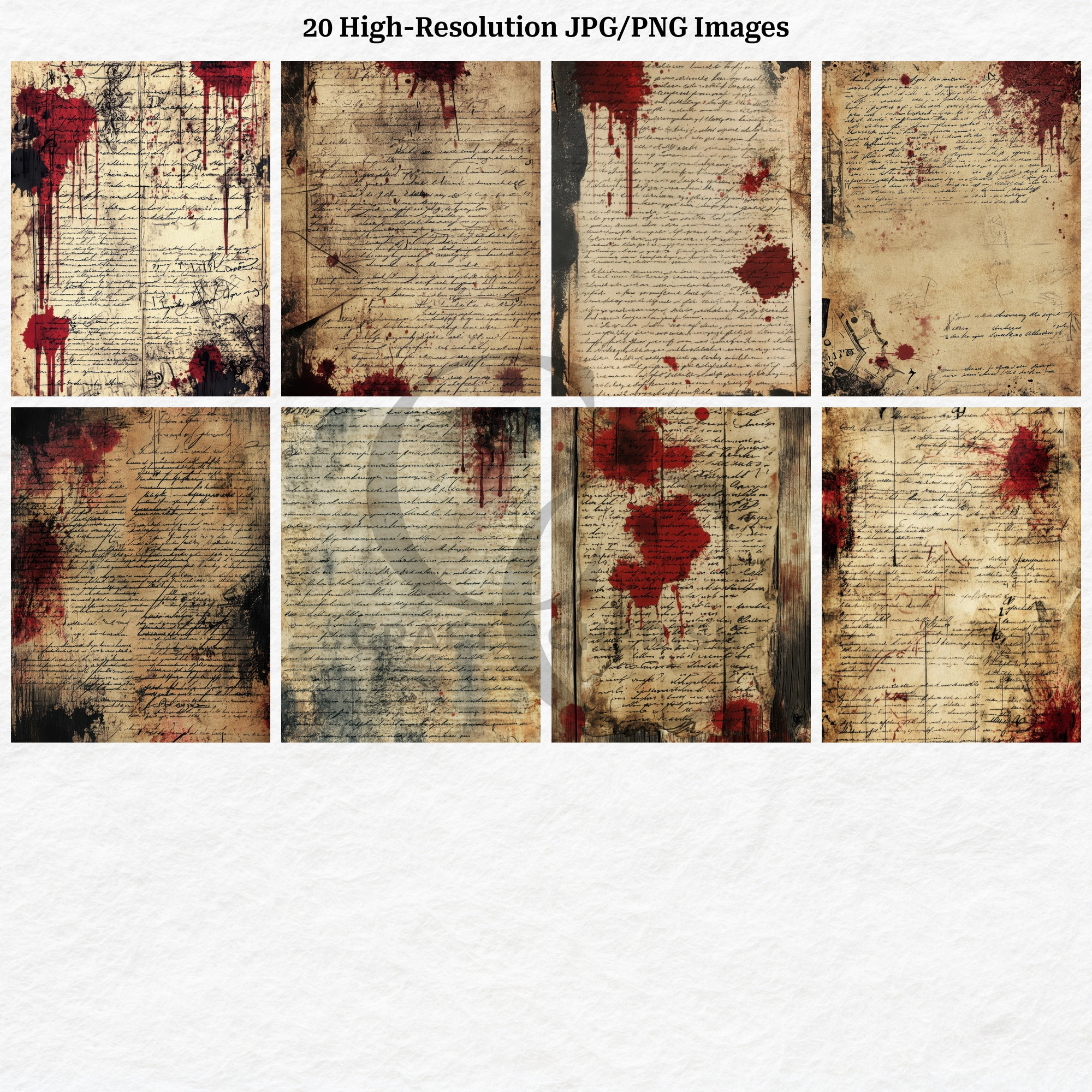 Blood Splatter Junk Journal Pages, Macabre Scrapbook Paper (digital ...