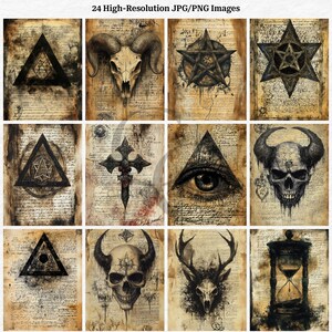 24 Macabre Occult Journal Pages, Dark Witch Sinister, Black Witch Magic ...