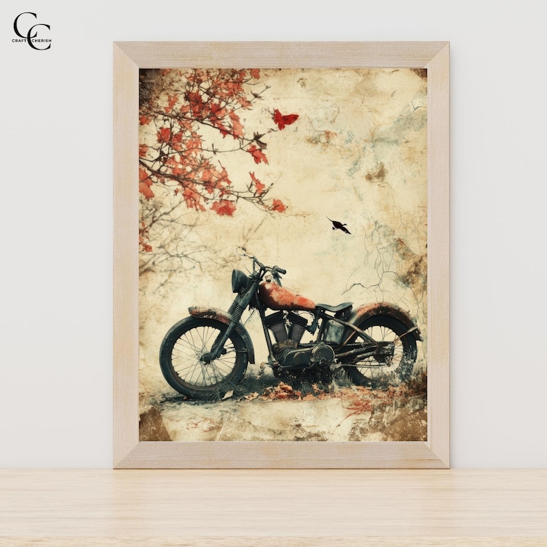 Abandoned Motorcycle Images: Vintage Scrapbook Paper (digital Download ...