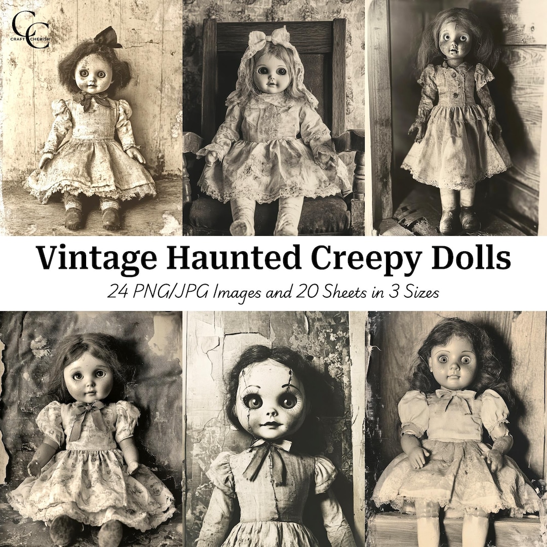 24 Vintage Haunted Creepy Doll Printable Images, Spooky Dolls, Paper ...