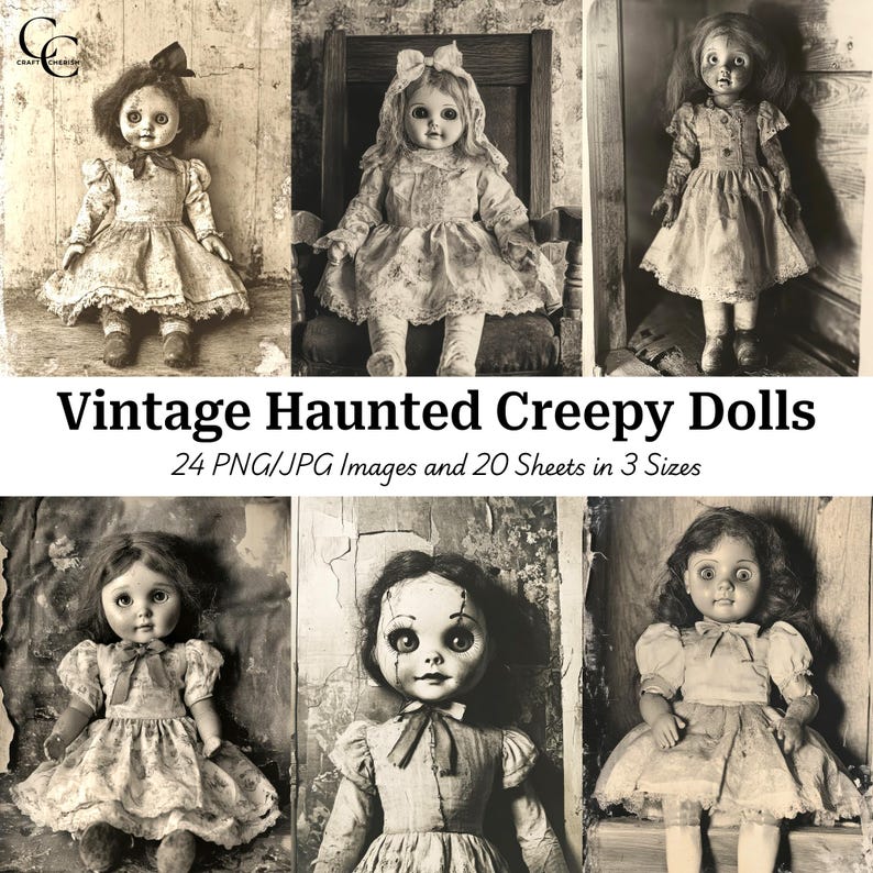 Vintage Haunted Creepy Doll Digital Art: Spooky Dolls Images for Junk ...