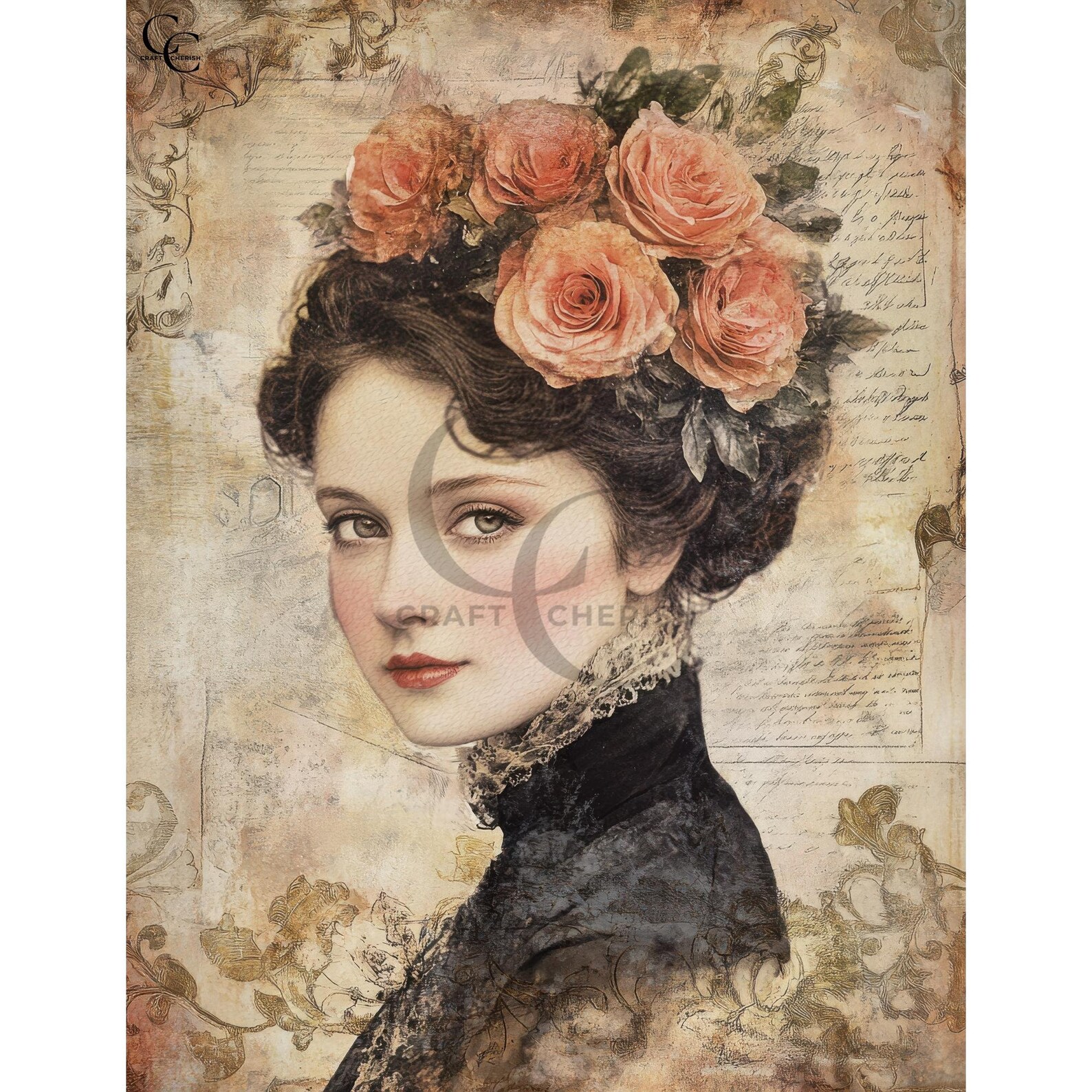 Edwardian Lady Collage Pages: Floral Ephemera, Scrapbooking (digital ...