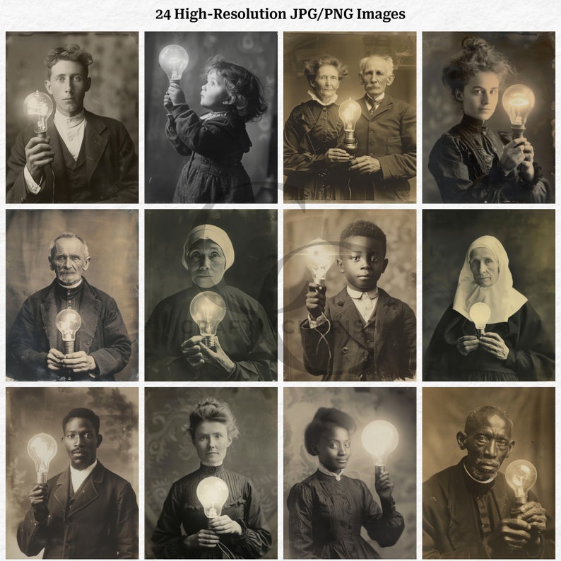 Vintage Portrait Light Bulb Images: Junk Journal Ephemera (digital ...