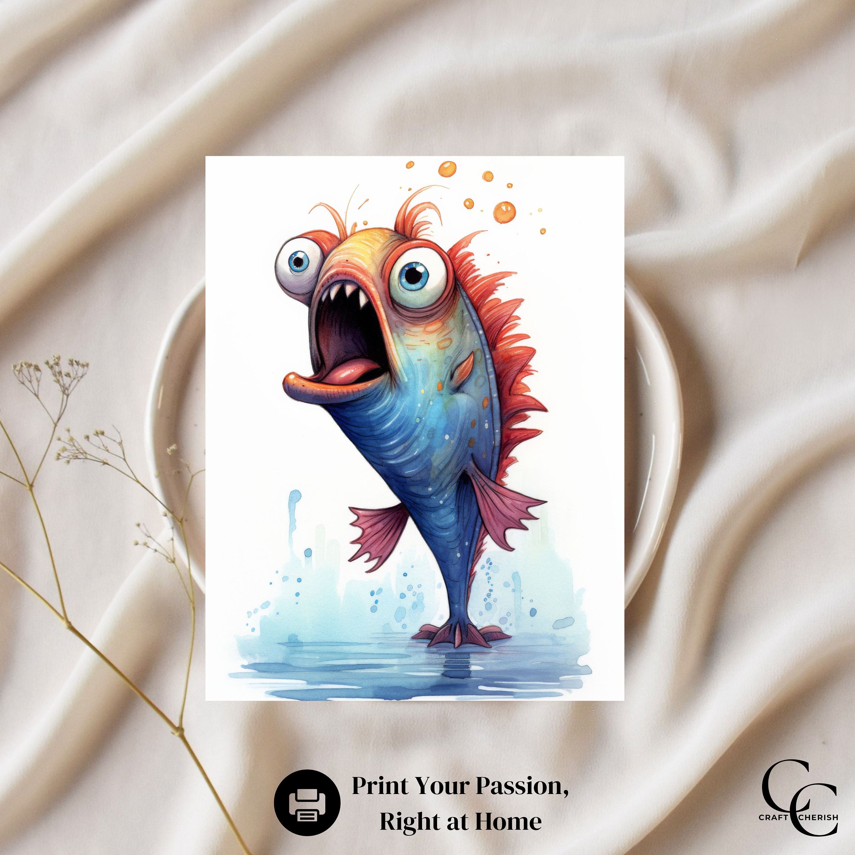 86 Funny Quirky Fish Printable Photos for Junk Journals, Digital ...