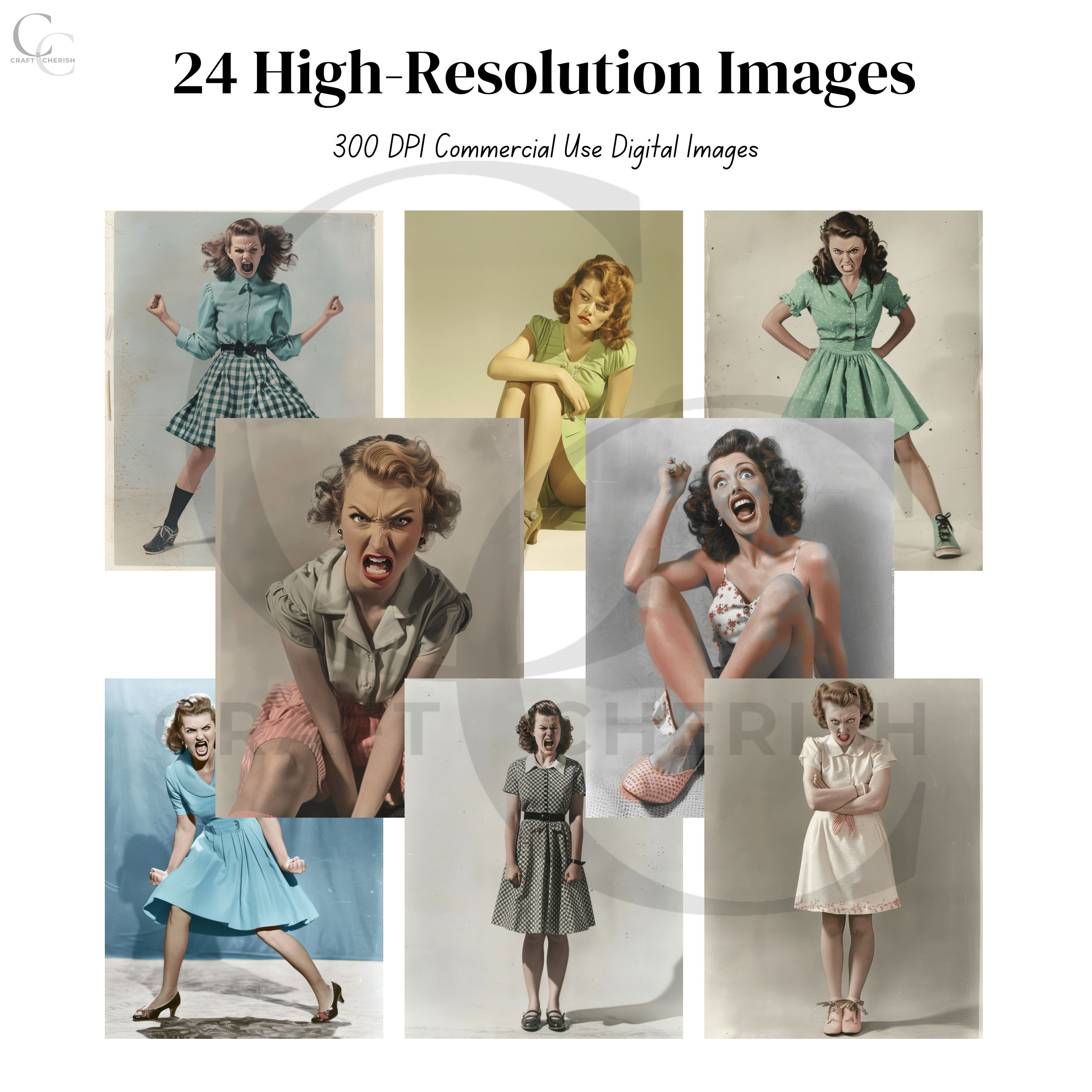 Vintage Woman Expression Images: 24 Quirky Photos (digital Download) - Etsy