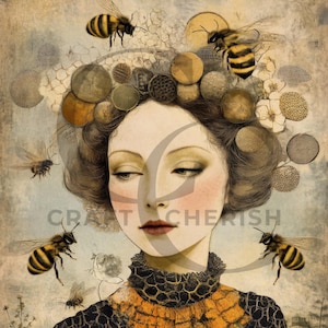 Bee Woman Digital Art: Surreal Ladies Images for Junk Journals (digital ...
