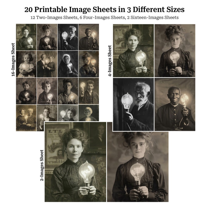 Vintage Portrait Light Bulb Images: Junk Journal Ephemera (digital ...