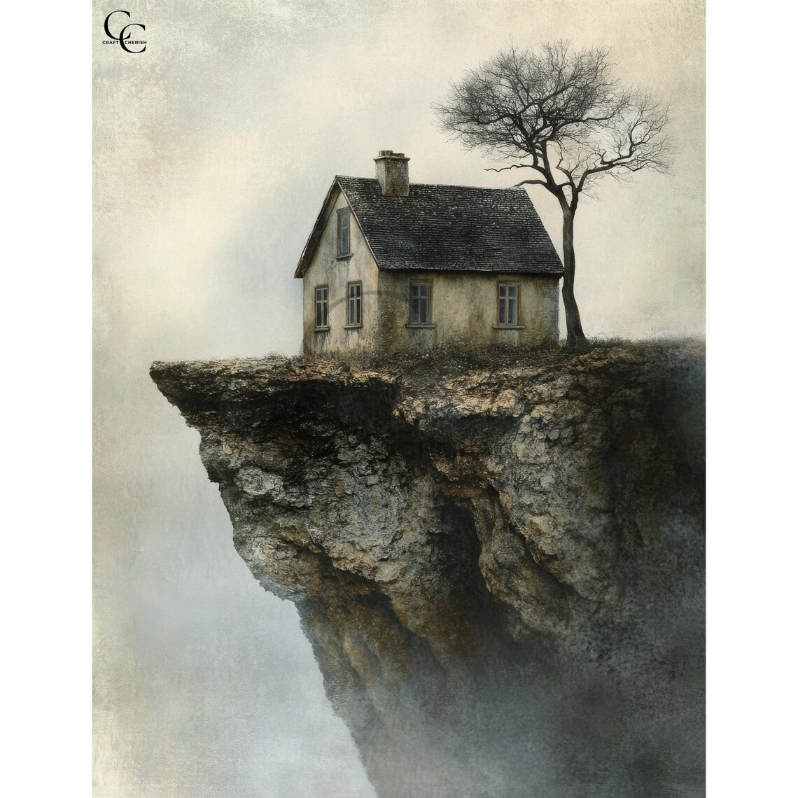 Cliff Edge House Digital Images: Surreal Printable Art (digital ...