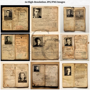Vintage ID Card Images: Ephemera for Junk Journals (digital Download ...