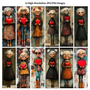 50 Quirky Valentine Old Lady Images, Funny Old Woman in Love, Mixed ...