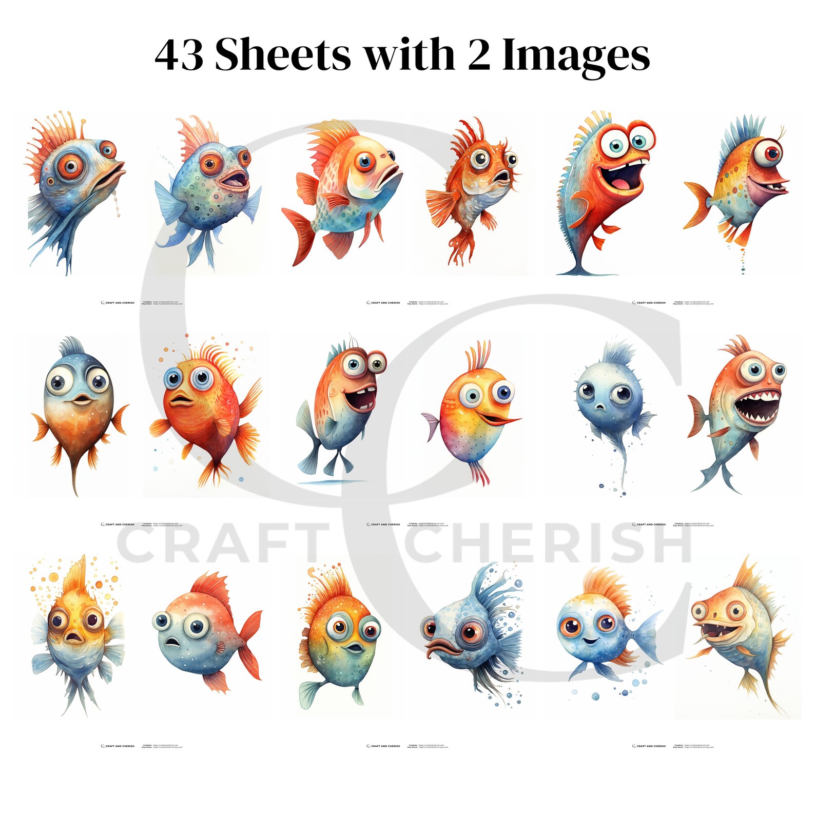 86 Funny Quirky Fish Printable Photos for Junk Journals, Digital ...