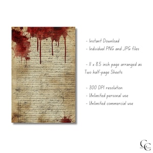 Blood Splatter Junk Journal Pages, Macabre Scrapbook Paper (digital ...
