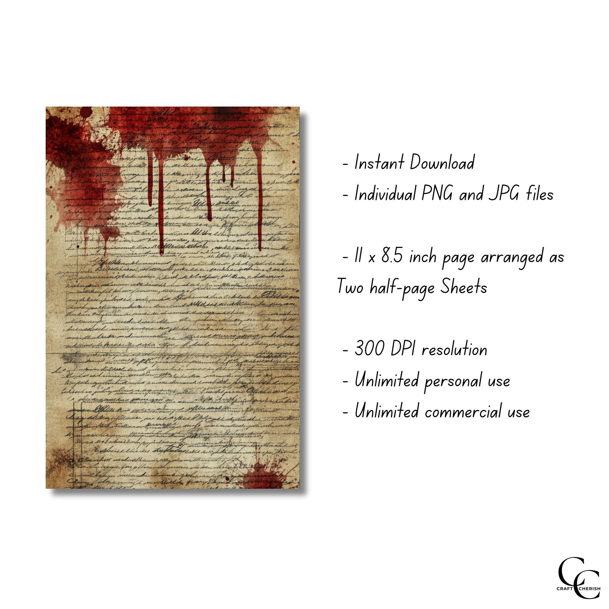 Blood Splatter Junk Journal Pages, Macabre Scrapbook Paper (digital ...