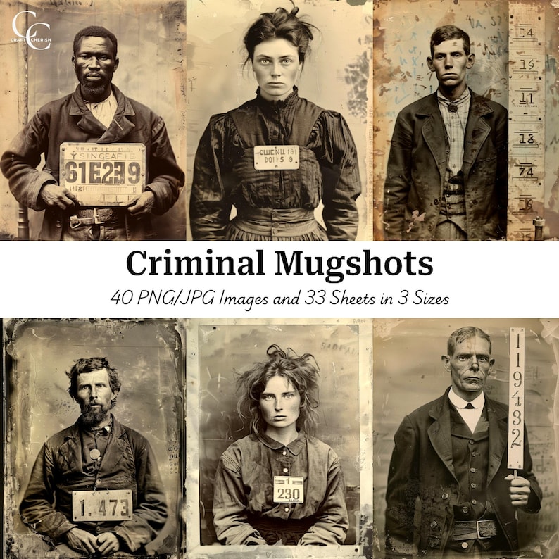 Vintage Criminal Images: 1900s Mugshot Photos Junk Journal Printables ...