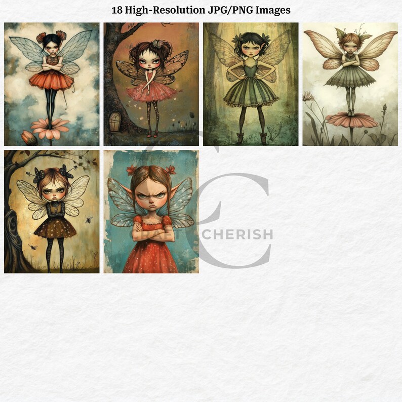 Creepy Angry Fairy Digital Art: Crazy Pixie Images for Junk Journals ...
