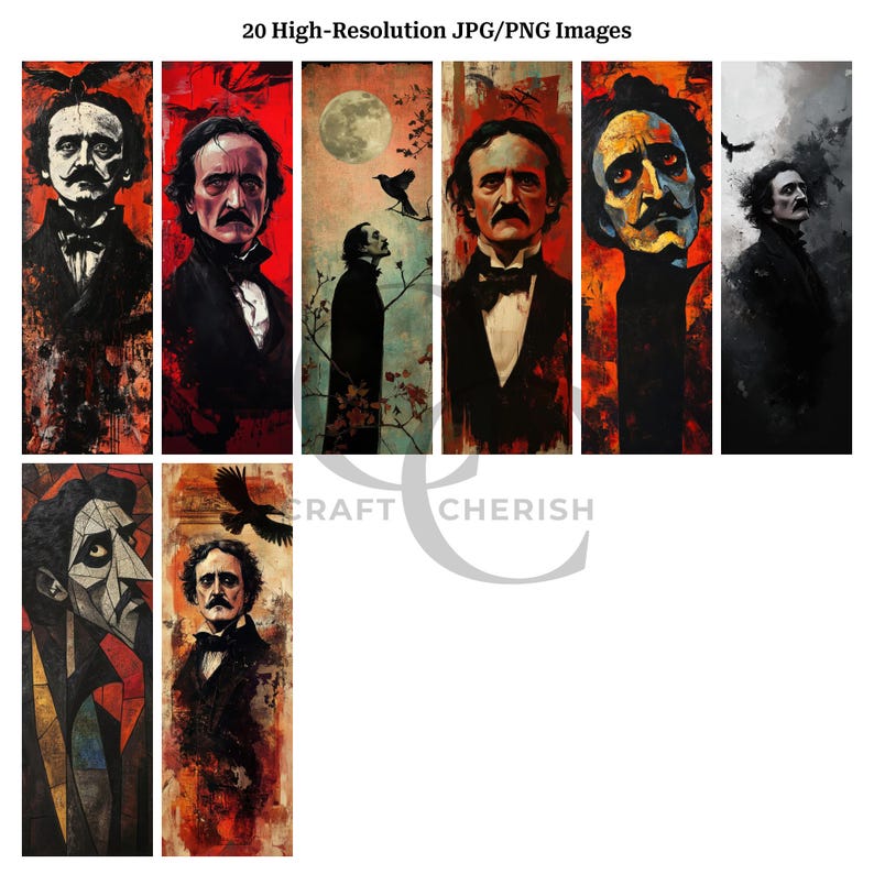 Edgar Allan Poe Bookmarks: Surreal Art Printable Images for Junk ...