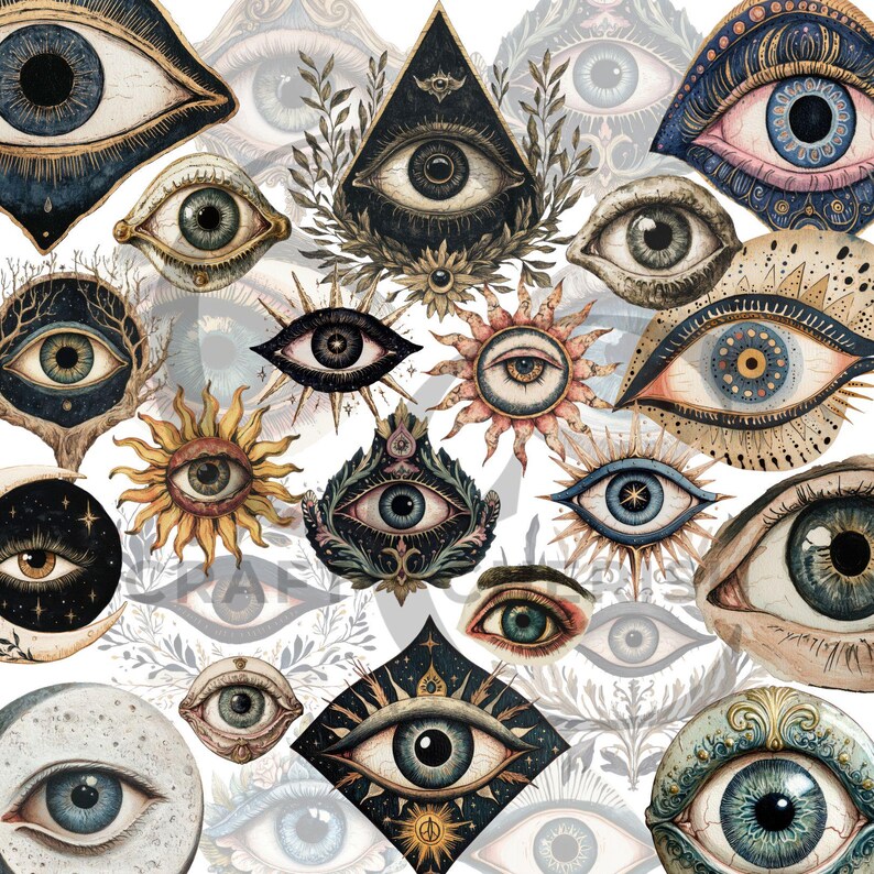 38 Esoteric Evil Eye Images: Celestial Vintage Ephemera (digital ...
