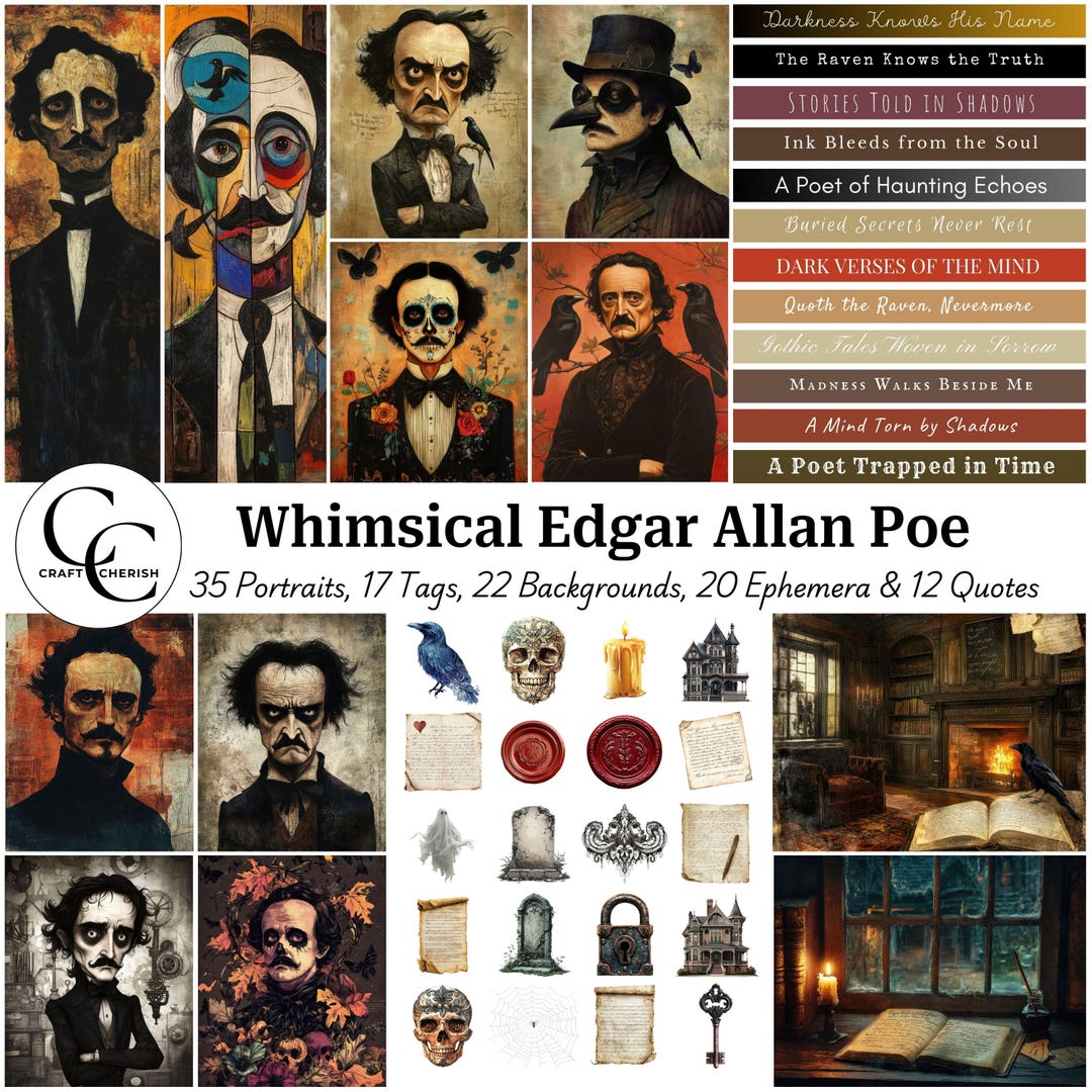 Edgar Allan Poe Digital Art: Macabre Portraits, Ephemera (digital ...