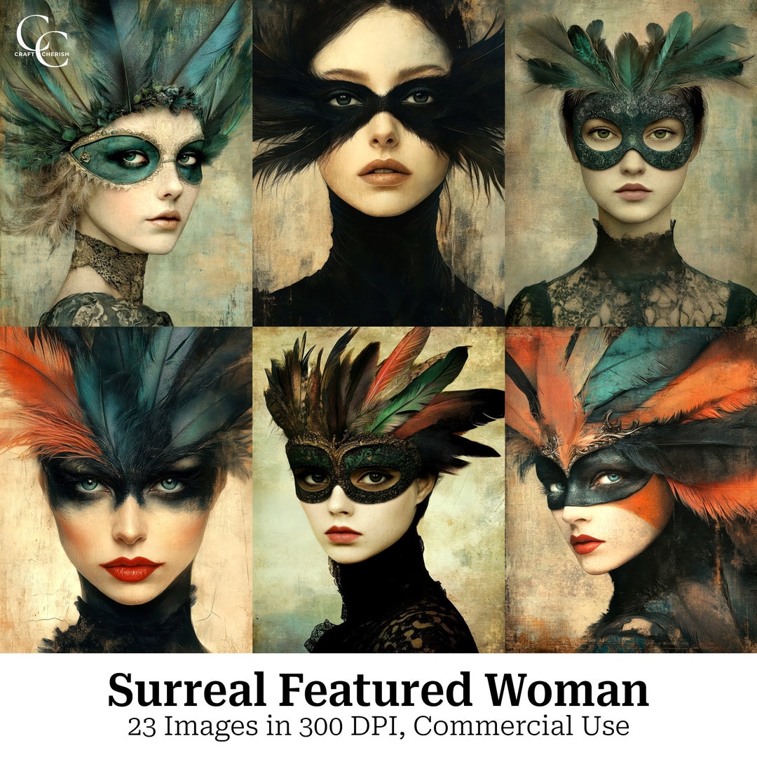 23 Feathered Woman, Surreal Printable Photos, Junk Journals, Scrapbook ...