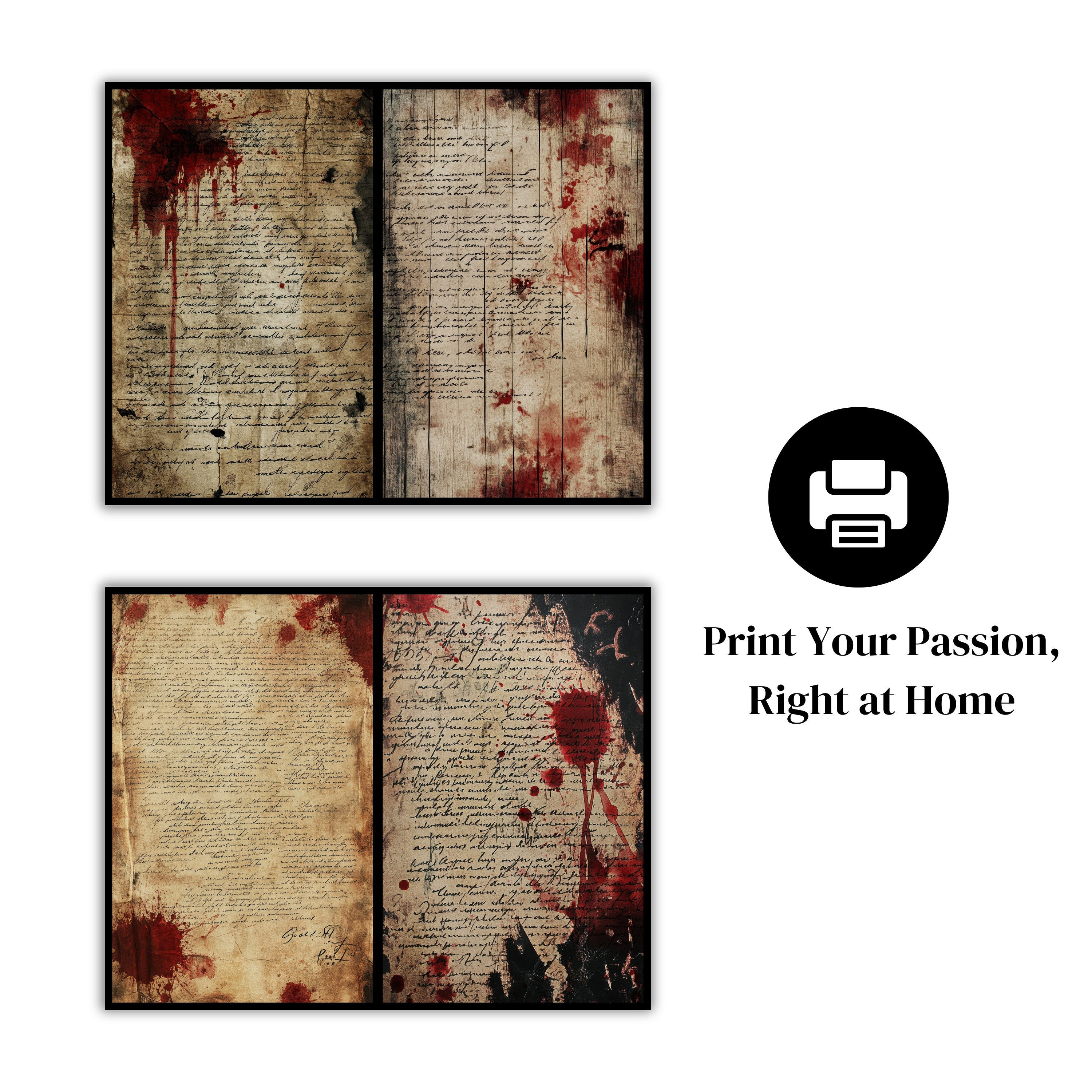 Blood Splatter Junk Journal Pages, Macabre Scrapbook Paper (digital ...