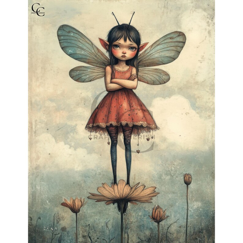 Creepy Angry Fairy Digital Art: Crazy Pixie Images for Junk Journals ...