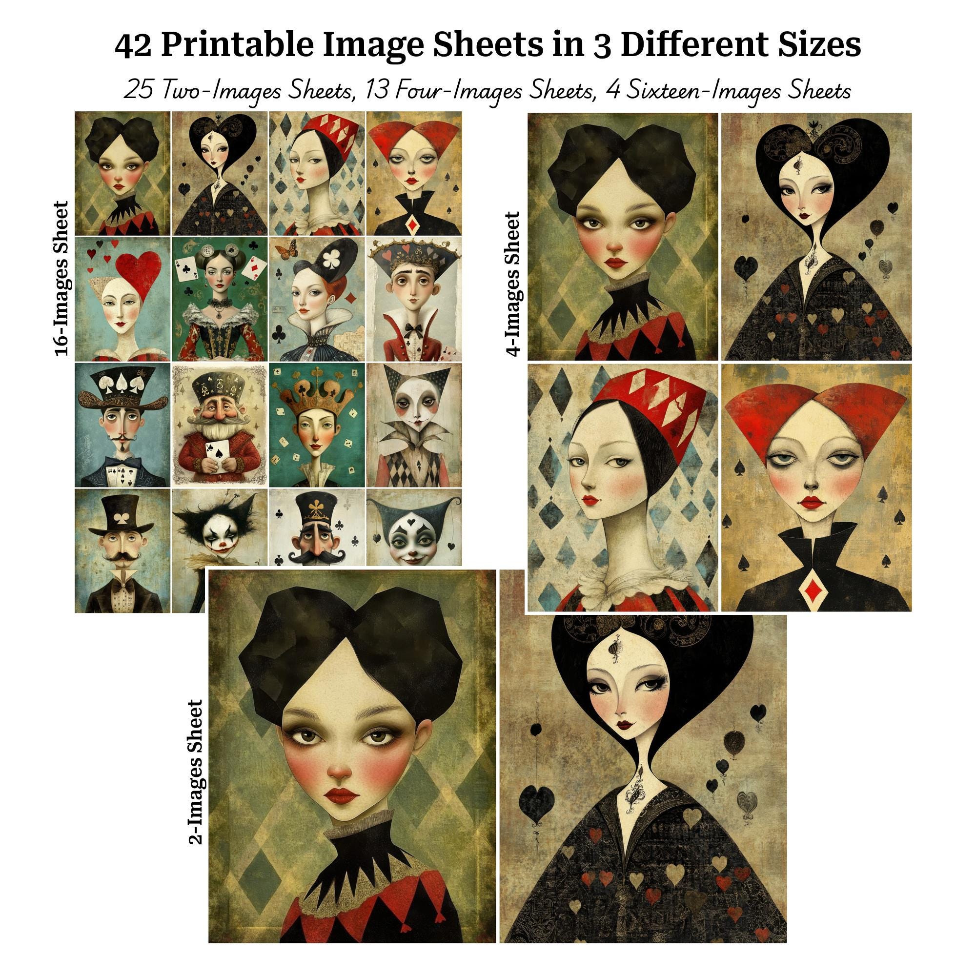 Whimsical Card Character Illustrations: 50 Papercraft Images (digital ...