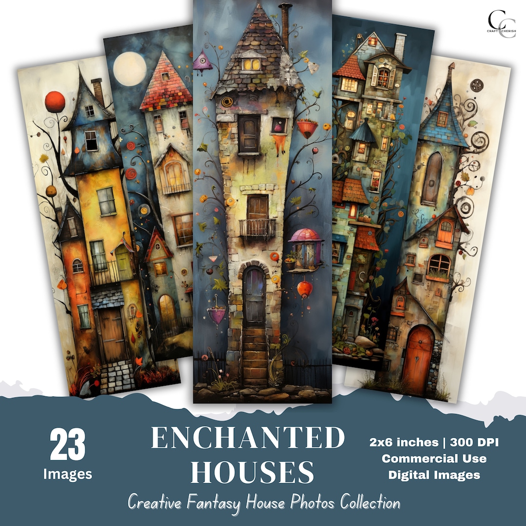 Fantasy House Printable Images: Whimsical Mixed Media Art (digital ...