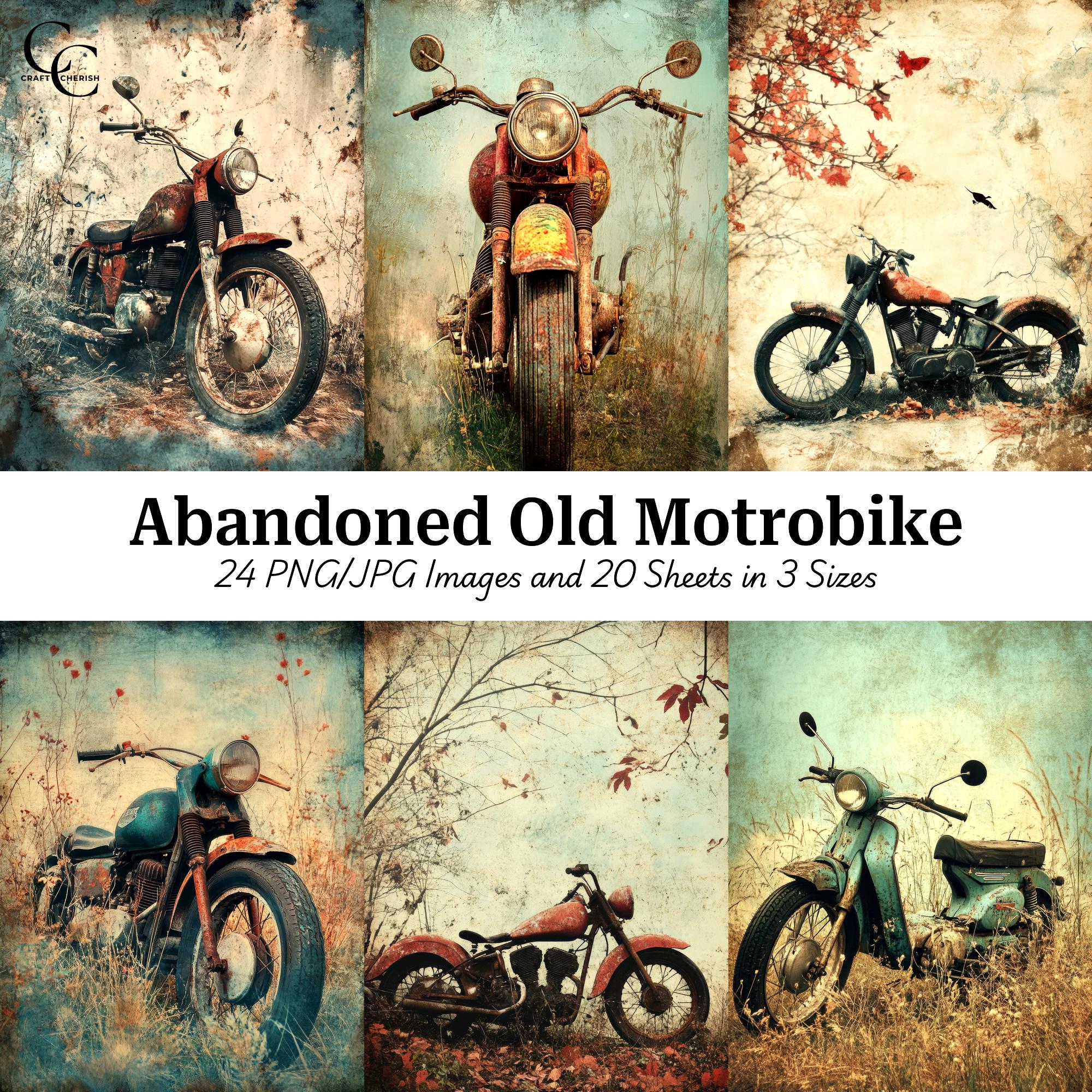 Abandoned Motorcycle Images: Vintage Scrapbook Paper (digital Download ...