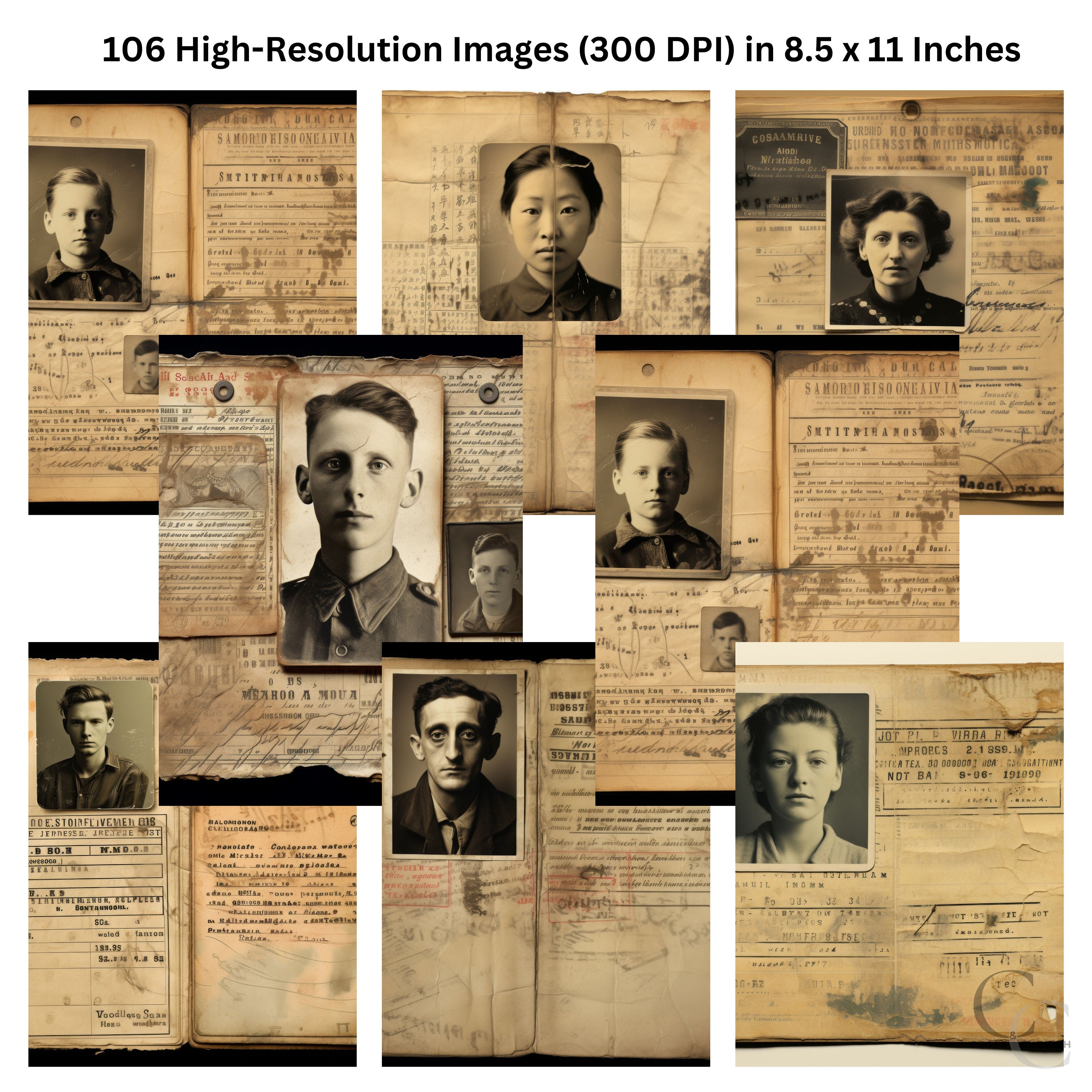106 Historic 1930s ID Cards Photos Collection for Junk Journaling ...