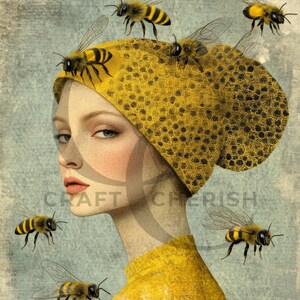 Bee Woman Digital Art: Surreal Ladies Images for Junk Journals (digital ...