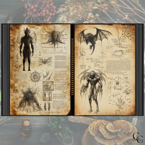 20 Dark Spell Monster Summon Journal Pages, Black Witch Magic, Paper ...