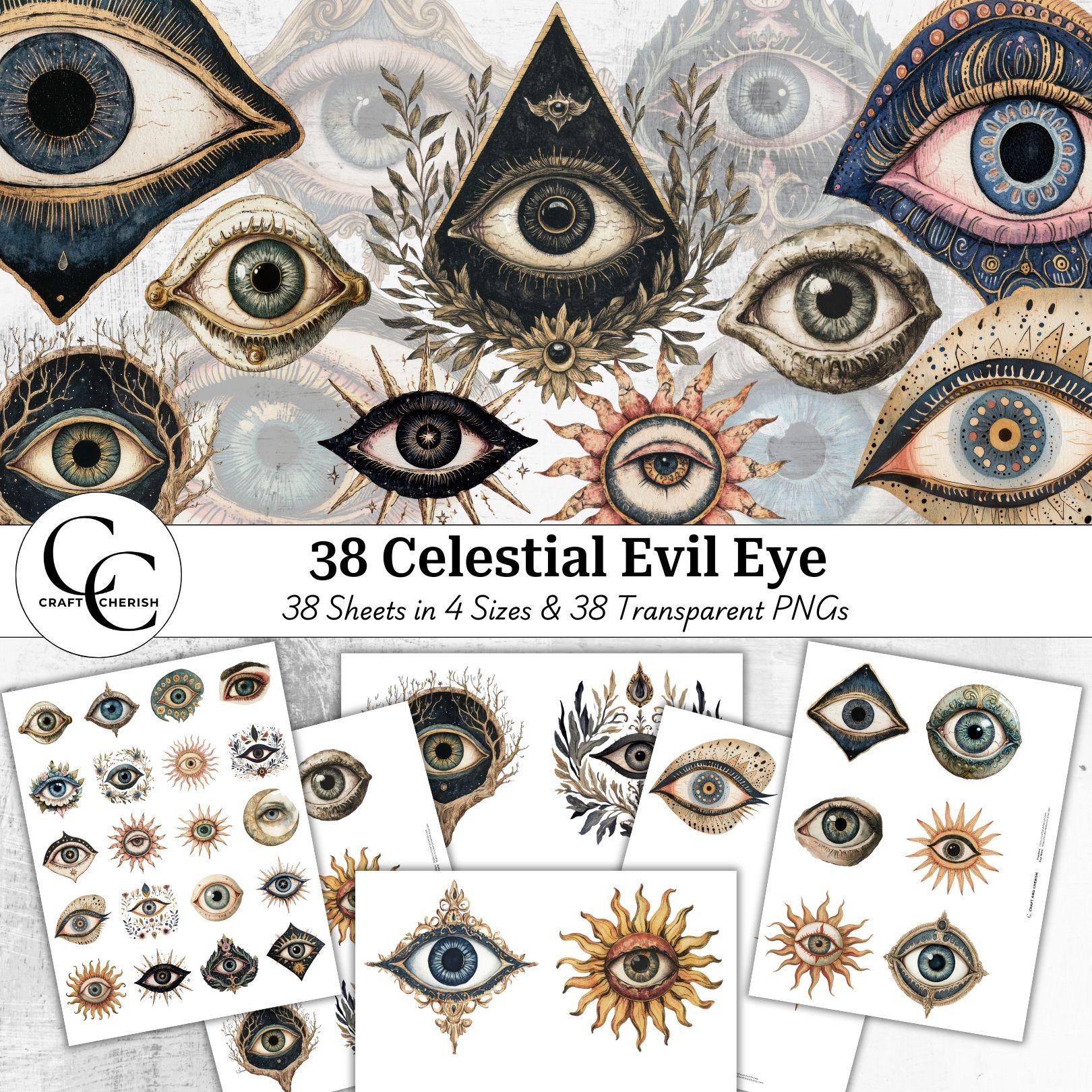 38 Esoteric Evil Eye Images: Celestial Vintage Ephemera (digital ...