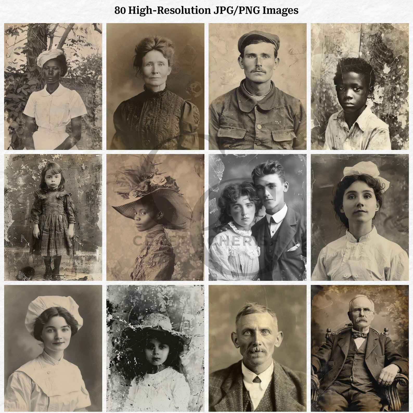 Vintage Portrait Photos: 1900s Collection for Junk Journals (digital ...