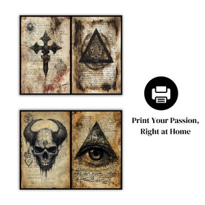 24 Macabre Occult Journal Pages, Dark Witch Sinister, Black Witch Magic ...