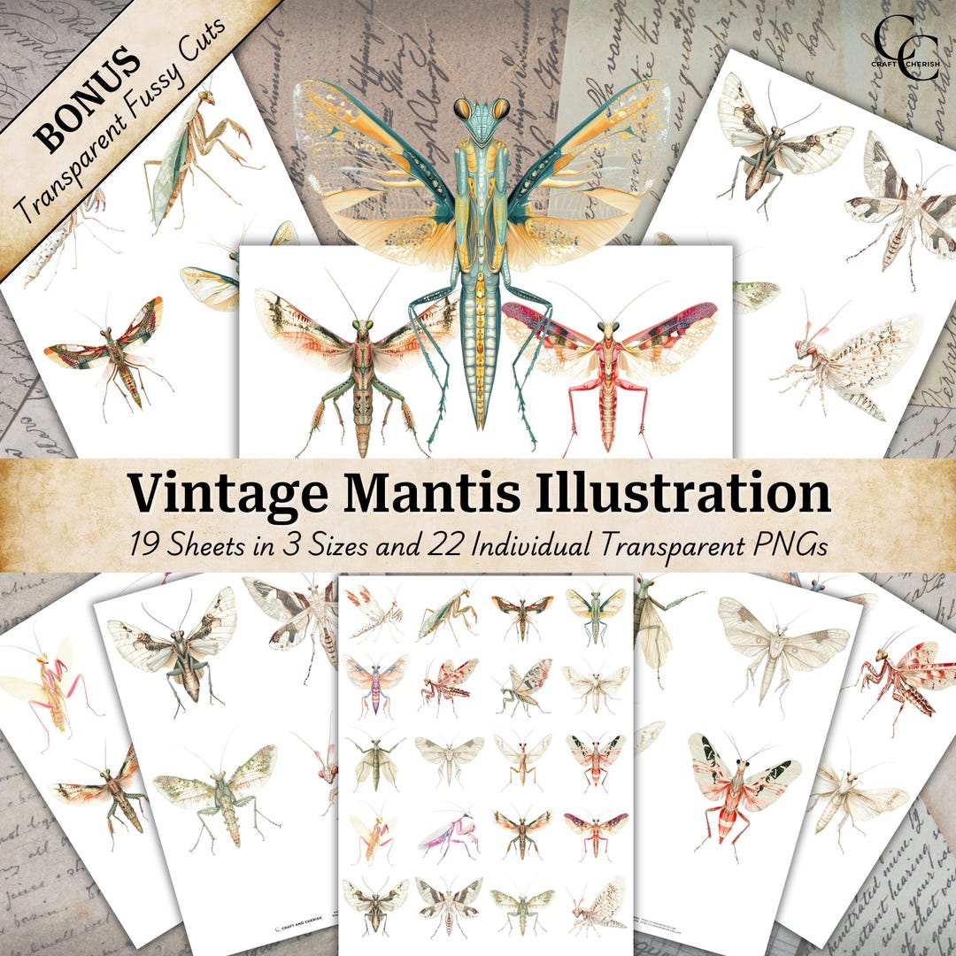 22 Vintage Mantis Illustration, Mantis Art, Mantis Insect Clipart ...