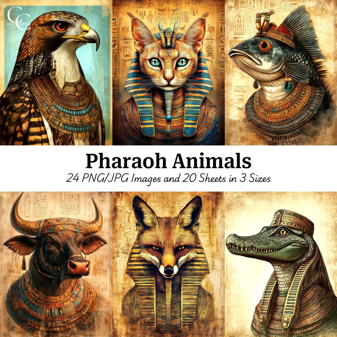 24 Ancient Egyptian Digital Images, Pharaoh Animals, Printable Images ...