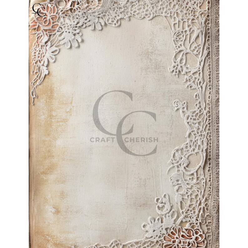 Neutral Vintage Lace Border Paper, Scrapbook Journal (digital Download ...