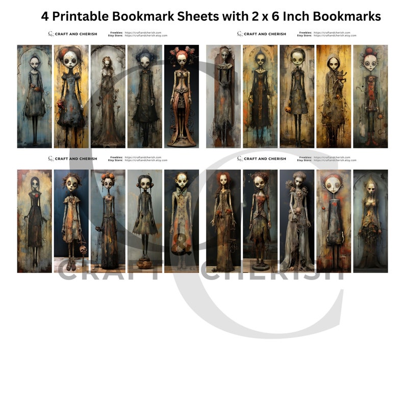 20 Spooky Mixed Media Eerie Gothic Figure Bookmark Images, Spooky ...