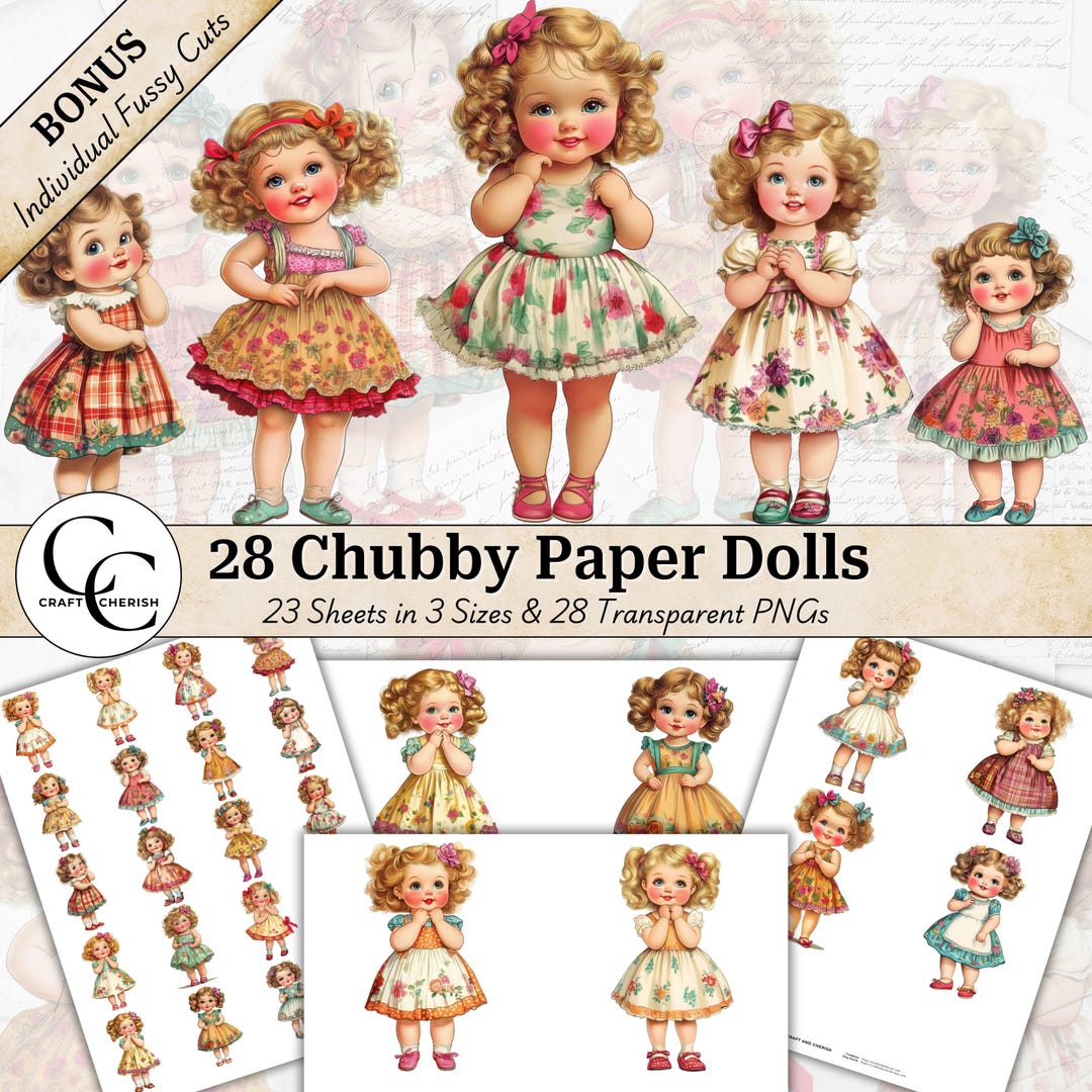 28 Cute Chubby Paper Doll Art, Hand-drawn Fat Paper Doll Illustration ...