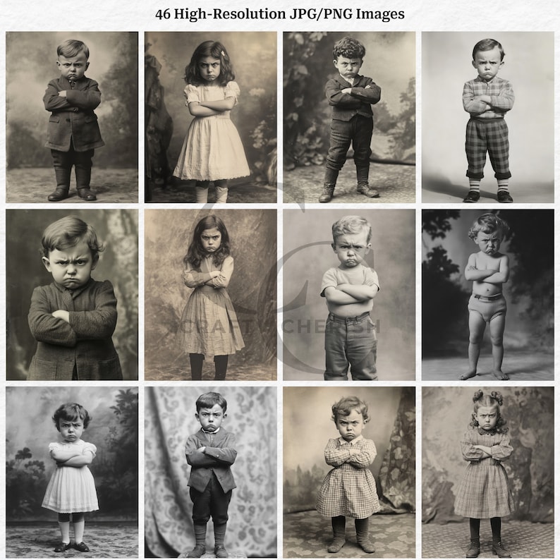 Grumpy Vintage Children Images: Moody Kids Junk Journal Printables ...