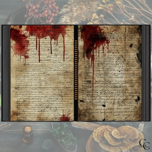 20 Blood Stained Journal Pages, Bloody Macabre, Blood Splatter Page ...